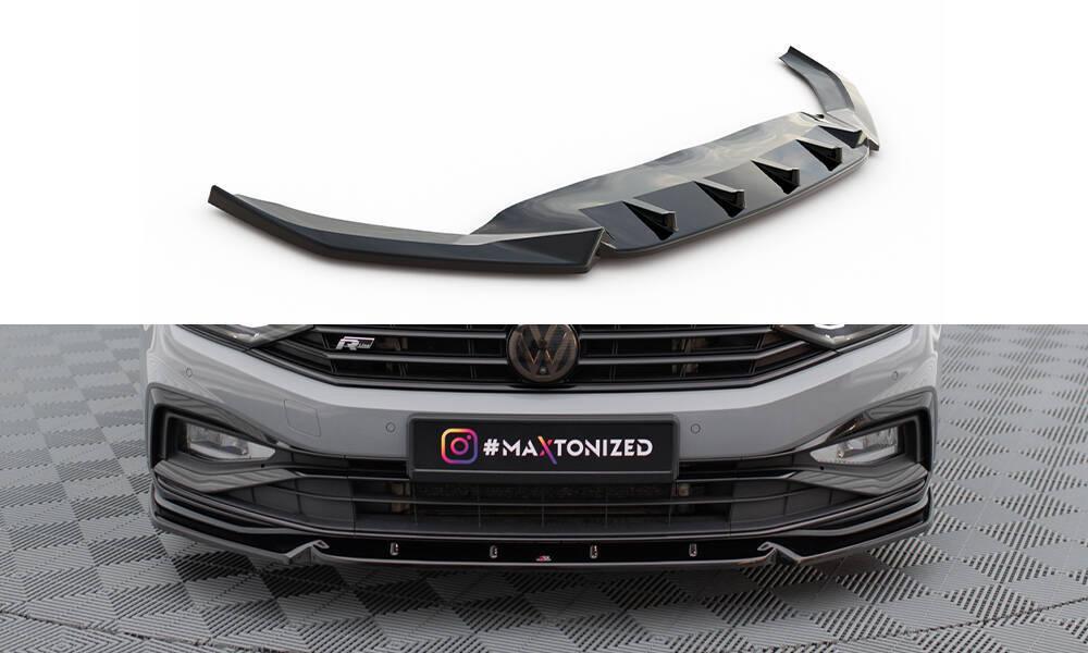 Front Lippe / Front Splitter / Frontansatz V.1 für VW Passat R-Line B8 Facelift von Maxton ...